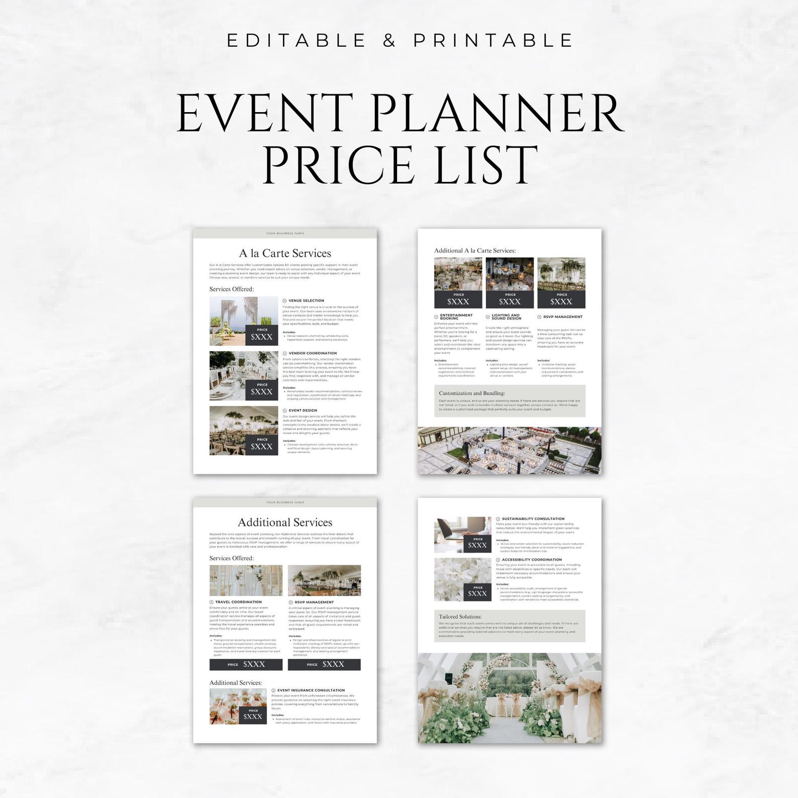 Event Planner Price List Template Printable Event Packages Template ...