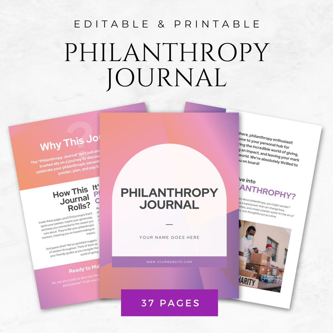 Philanthropy Journal Template Canva Charity Planner Donation Tracker ...
