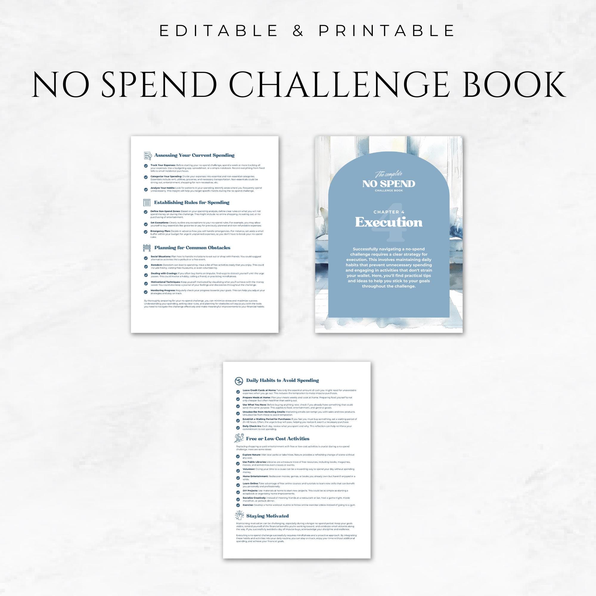 No Spend Challenge Budget Planner Savings Tracker Financial Planner ...