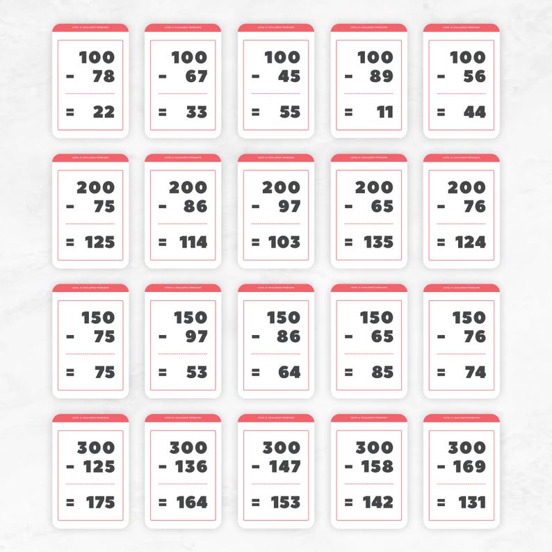 Subtraction Flash Cards Template Printable Math Flash Cards Math ...