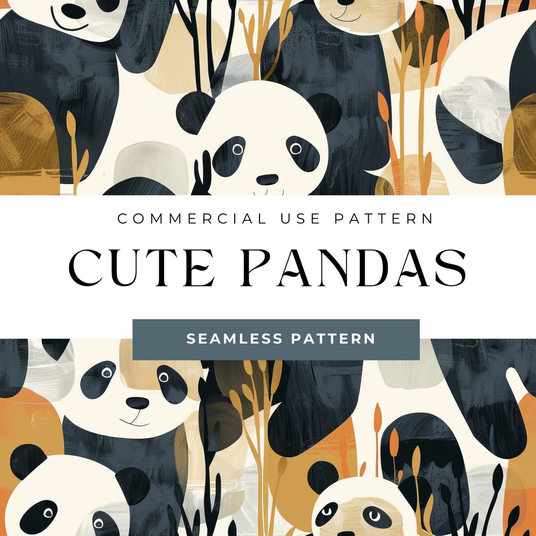 Seamless Cute Panda Digital Pattern Children's Book Panda Illustration ...