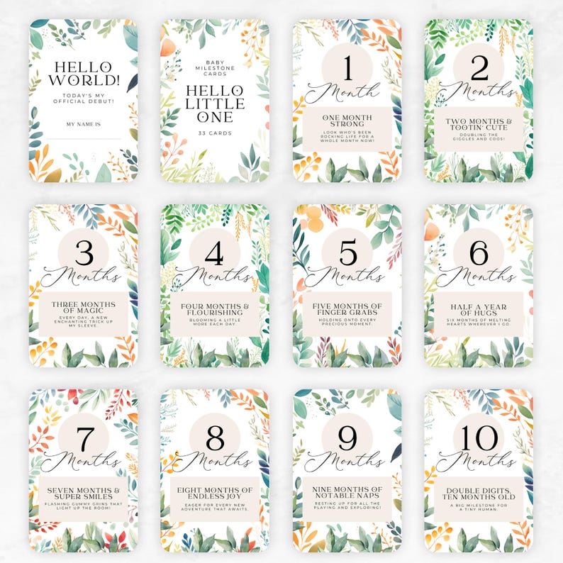 Baby Milestone Cards Editable Baby Milestone Digital Cards Birth ...