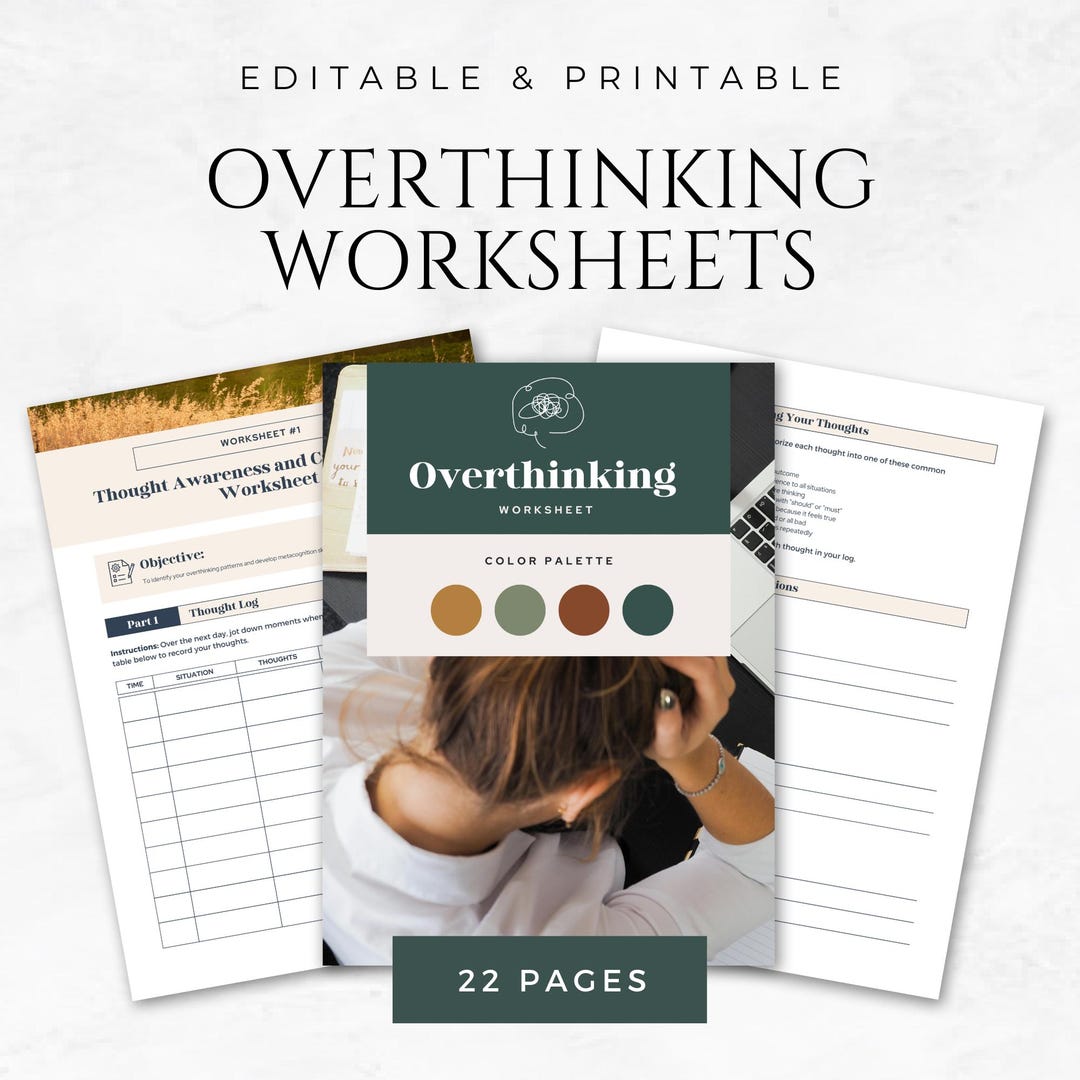 Overthinking Worksheet Template Mental Health Worksheet Cognitive ...