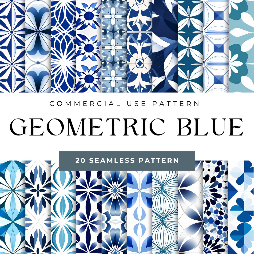 Seamless Geometric Blue Patterns Blue Abstract Patterns Blue Digital ...
