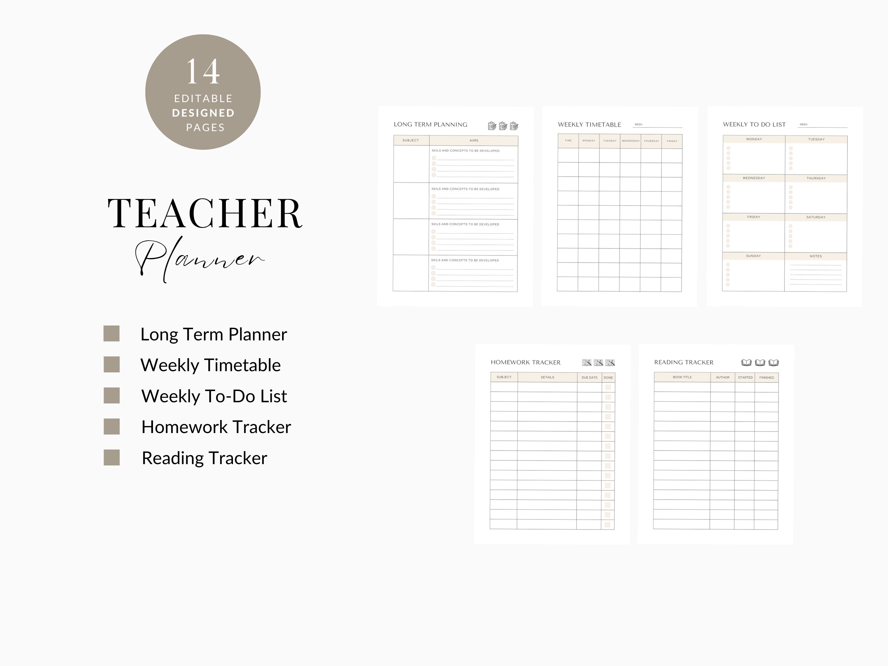 Digital Teacher Planner Lesson Plan Template Academic Goals Planner ...
