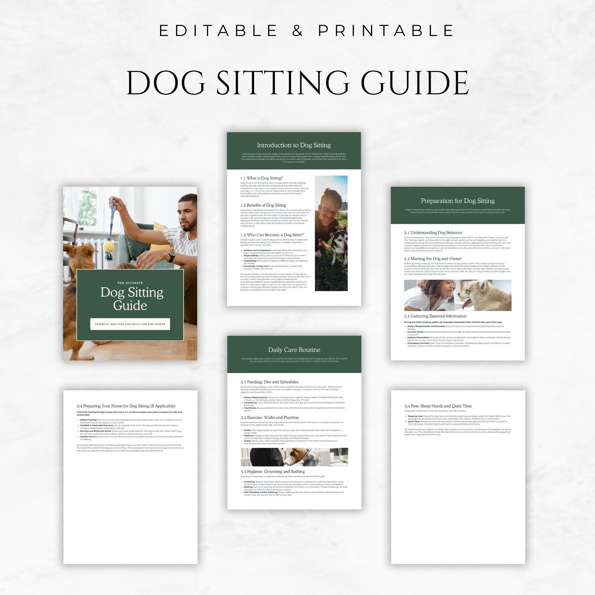 Dog Sitting Guide Dog Care Template Pet Sitting Planner Pet Care Guide ...