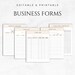 Business Forms Bundle Templates Printable Order Forms Password Tracker ...