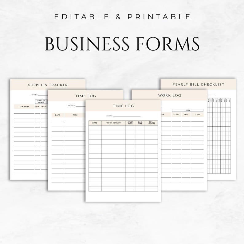Business Forms Bundle Templates Printable Order Forms Password Tracker ...