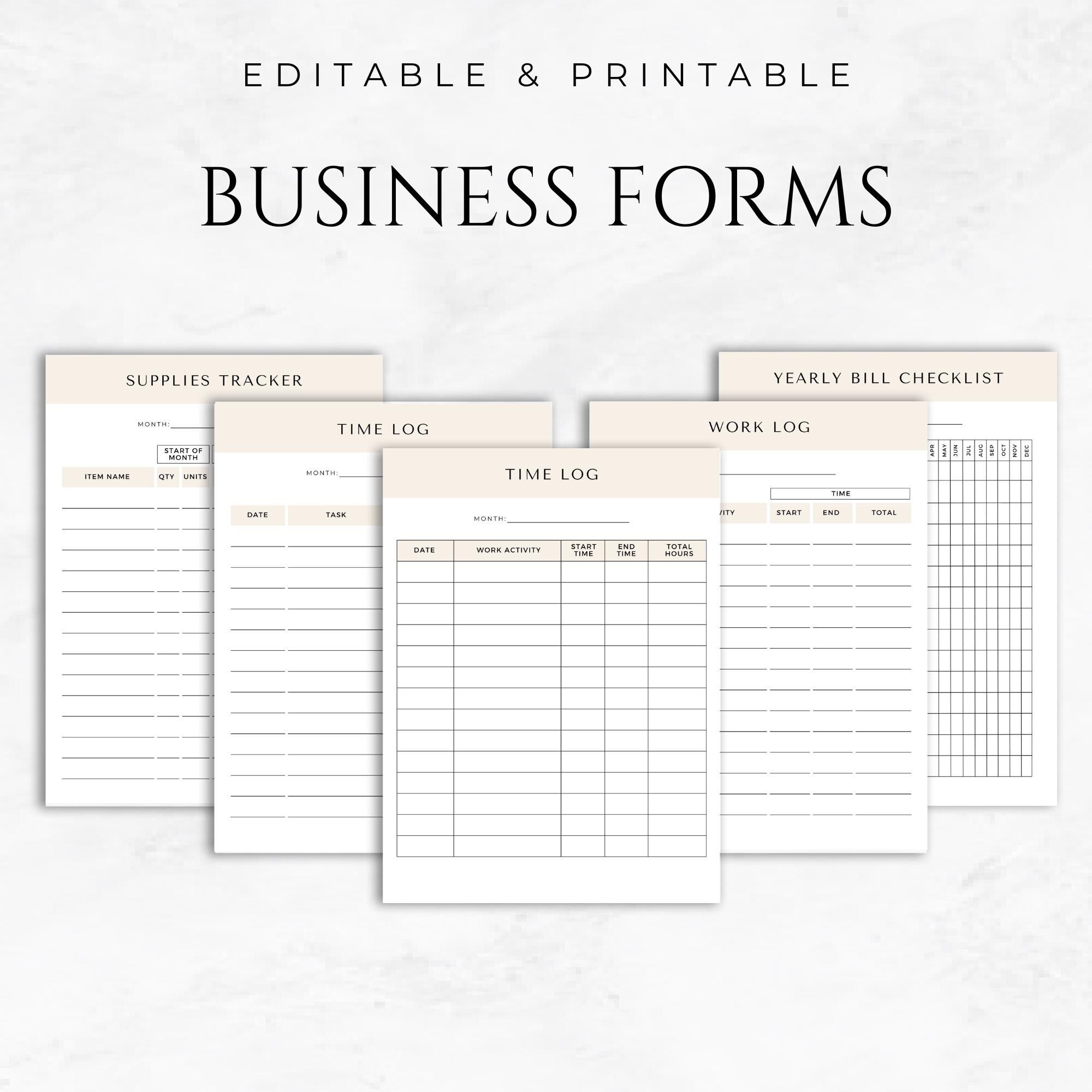 Business Forms Bundle Templates Printable Order Forms Password Tracker ...