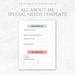 All About Me Special Needs Template Printable Special Needs Profile ...