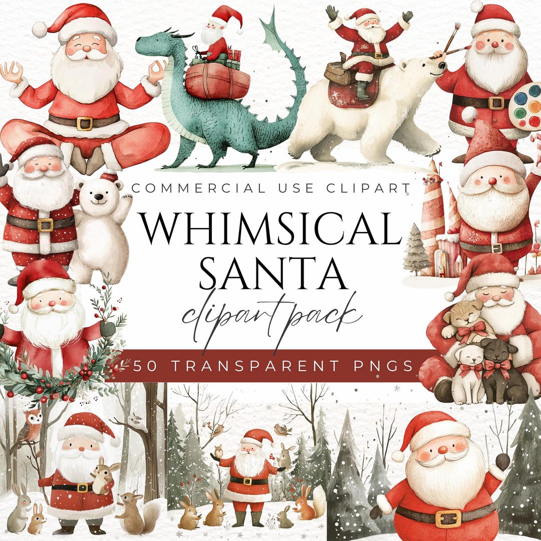 Whimsical Santa Claus Clipart Minimalist Santa Claus Art Quirky ...