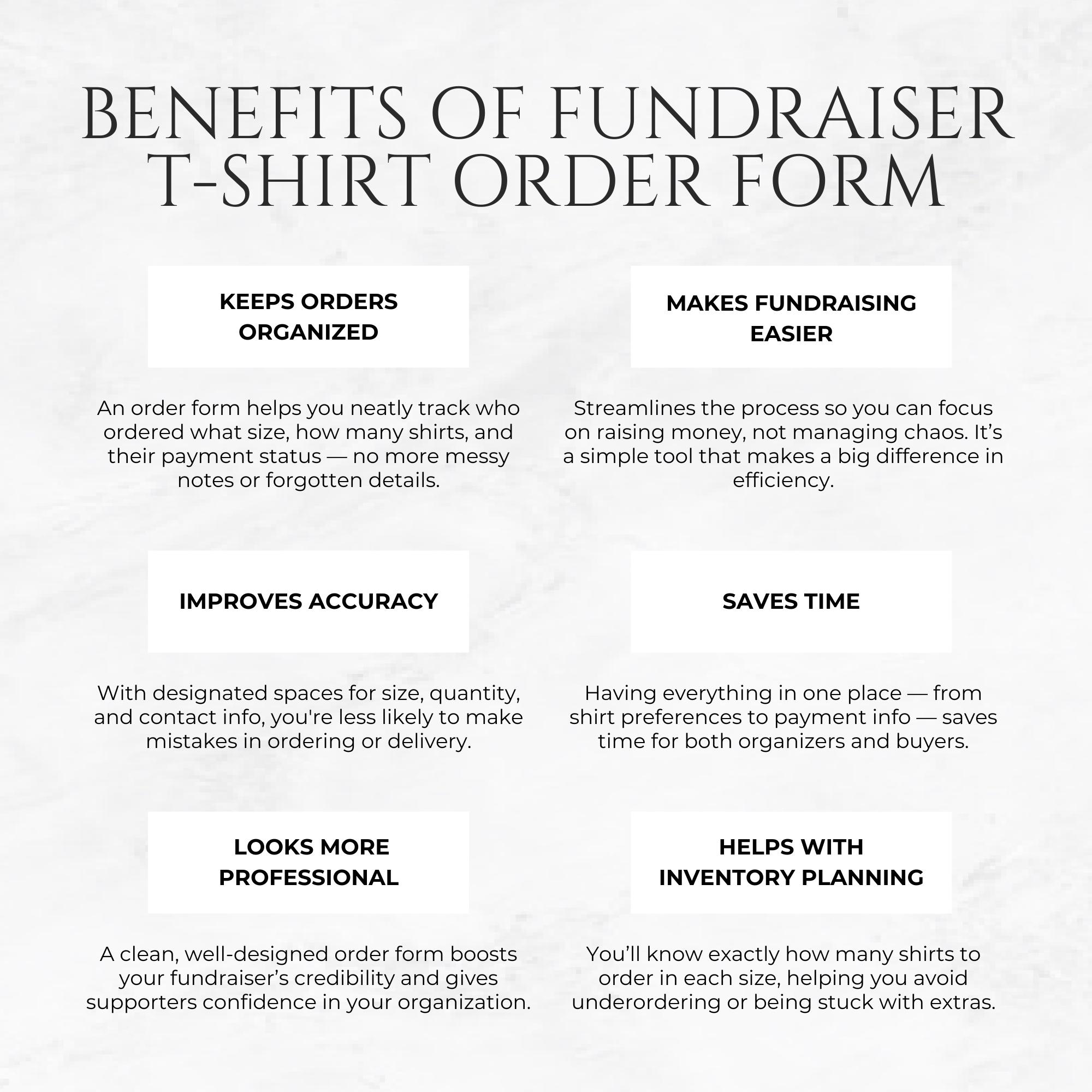 Fundraiser T-shirt Order Form Template Printable Custom Shirt ...