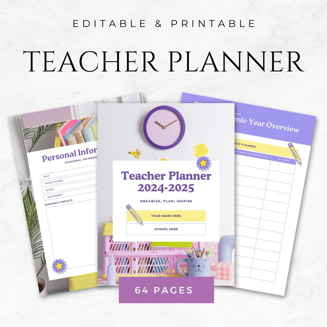 Teacher Planner Template Editable Lesson Planner Classroom Planner ...