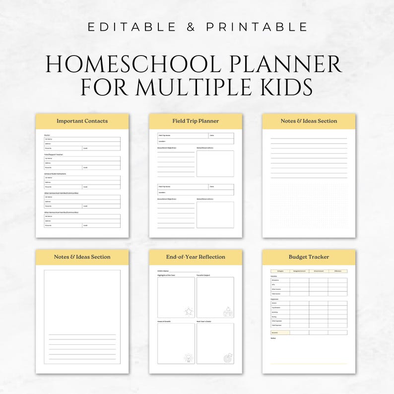 Homeschool Planner for Multiple Kids Template Printable Homeschool ...
