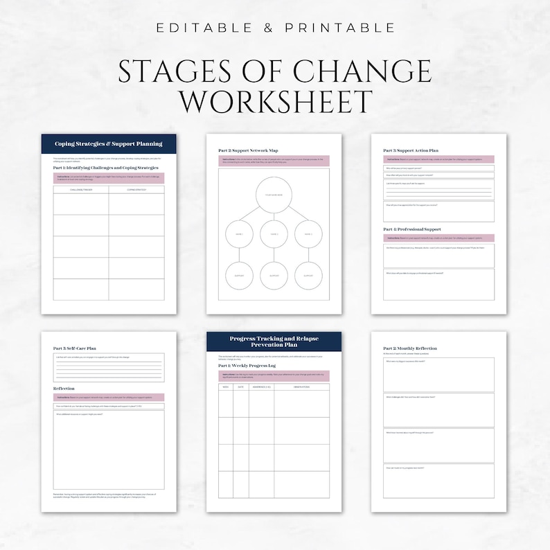 Stages of Change Worksheet Behavior Change Templates Therapy Worksheet ...