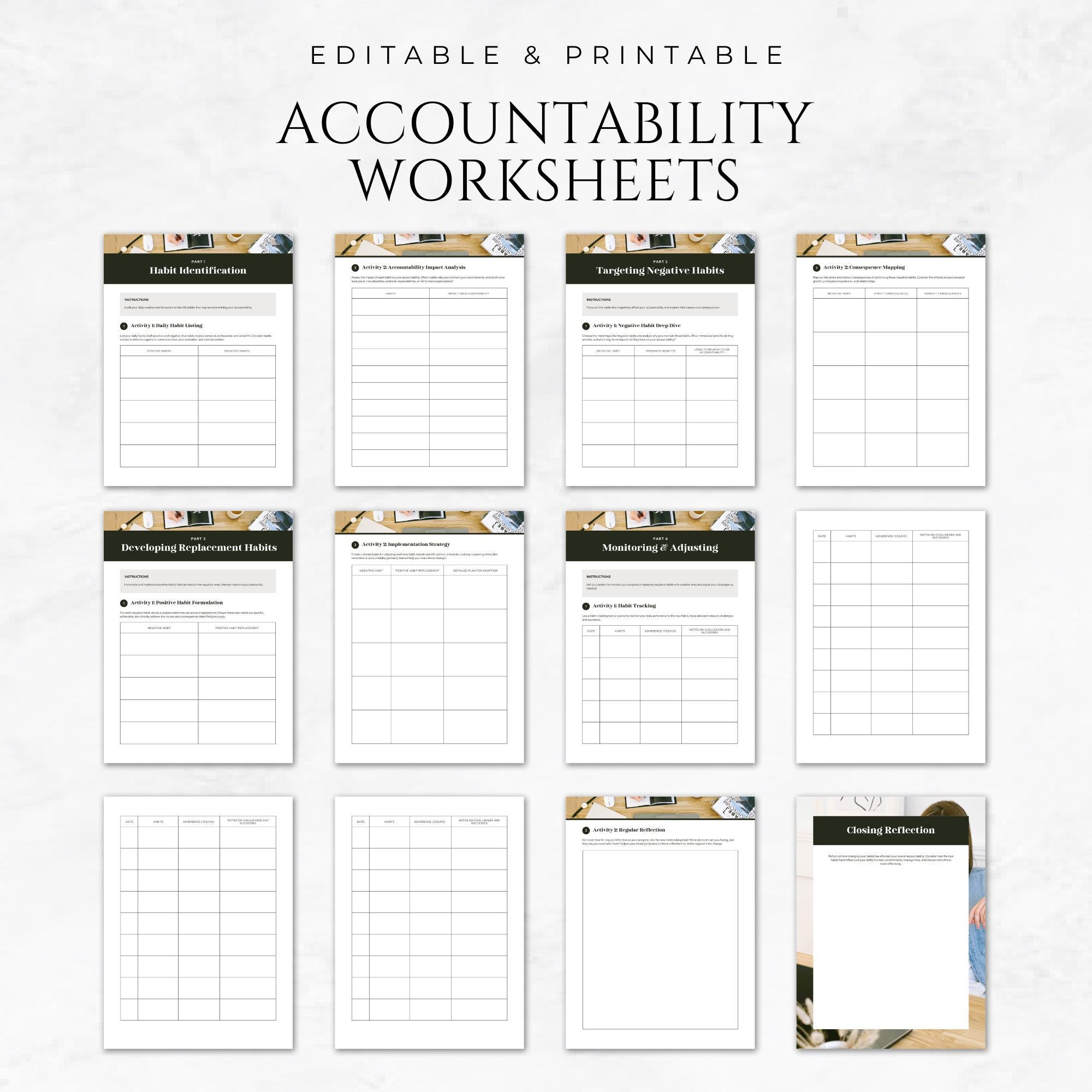 Accountability Worksheets Template Productivity Planner Daily Task ...