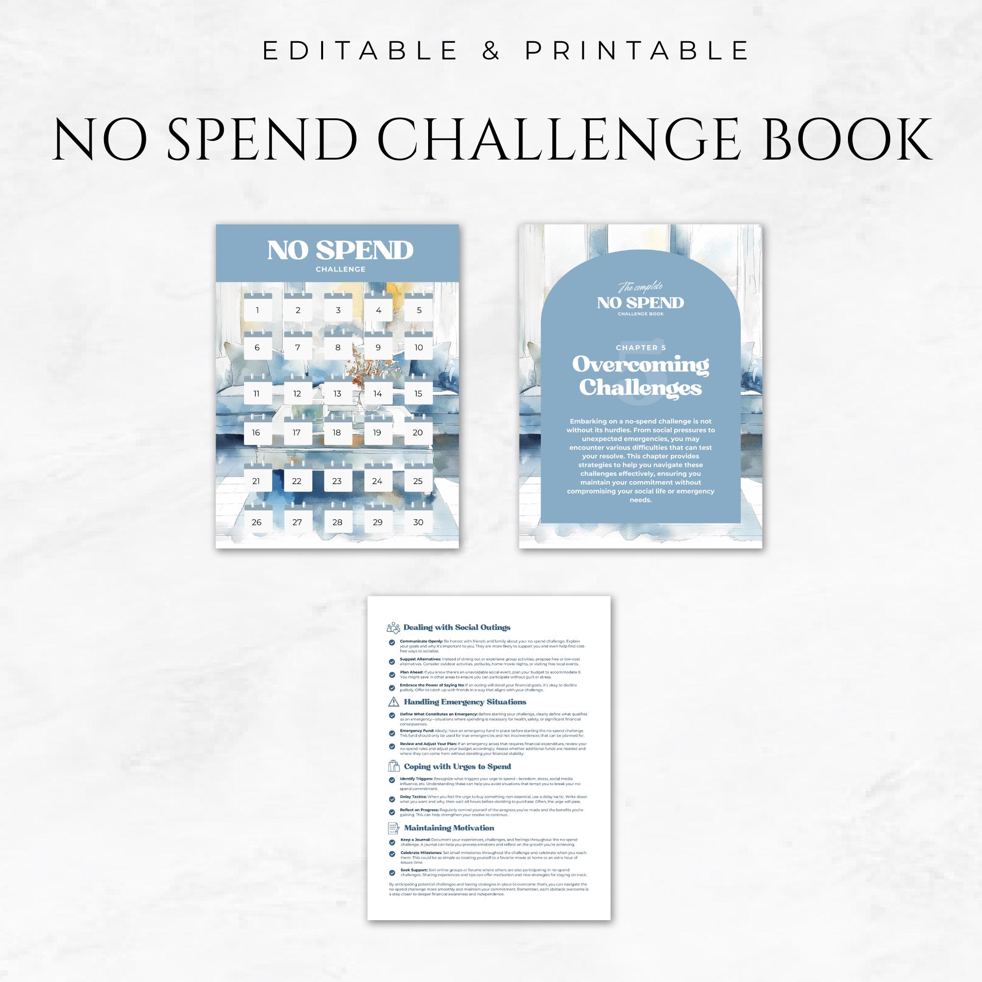 No Spend Challenge Budget Planner Savings Tracker Financial Planner ...