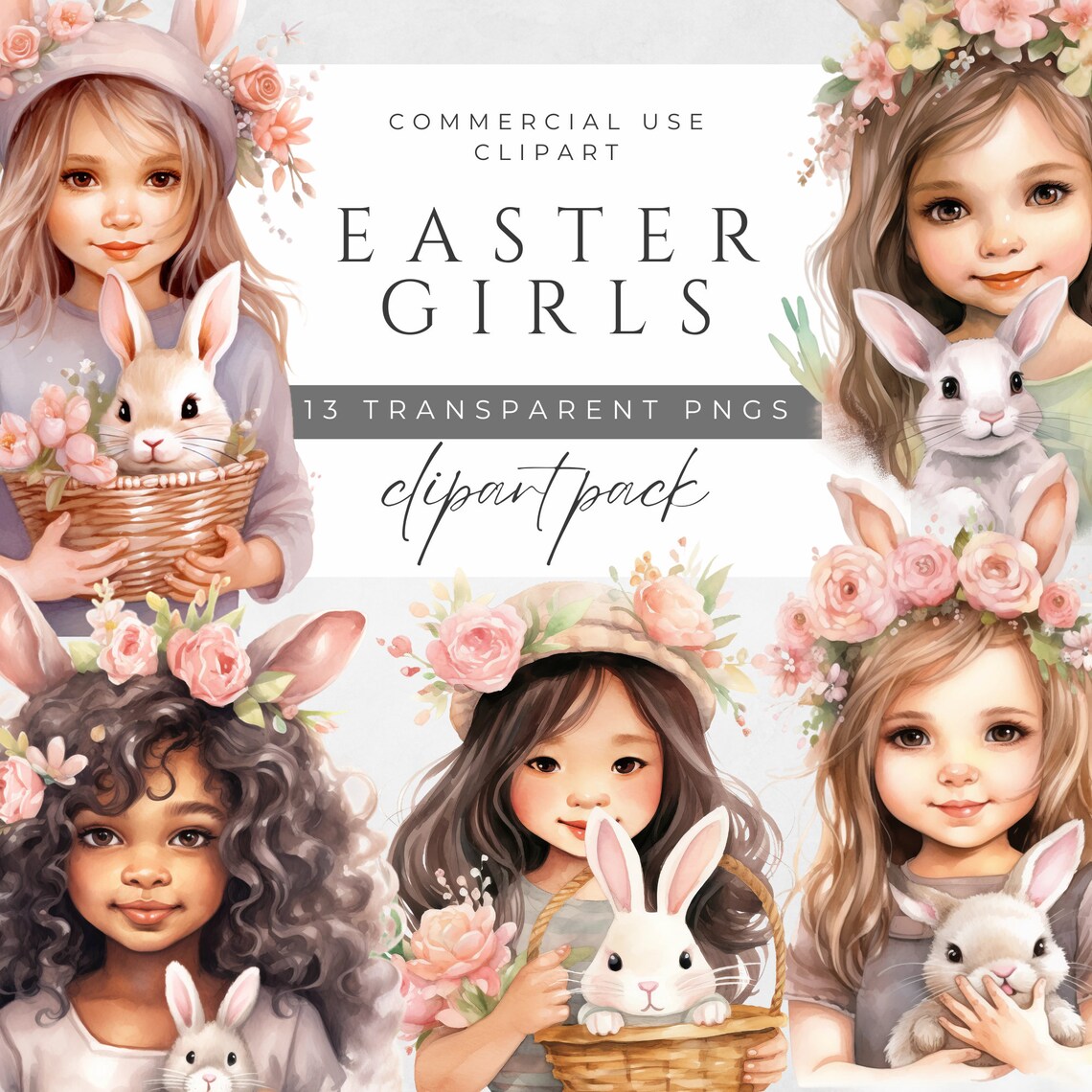 Easter Girls Clipart, Easter Clipart, Easter Clip Art, Easter Clipart ...