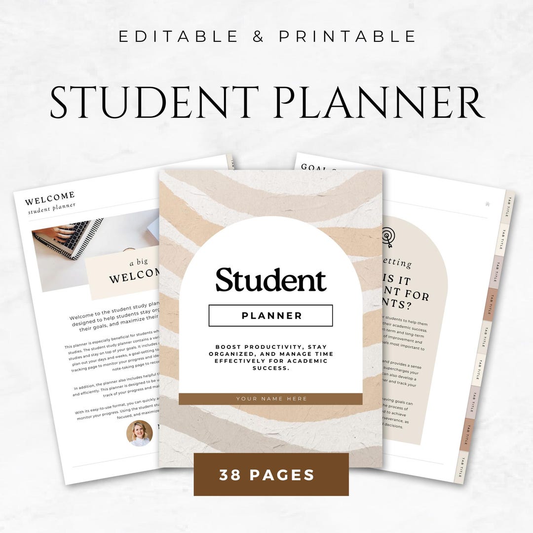 Student Planner Template Printable Academic Planner School Planner ...