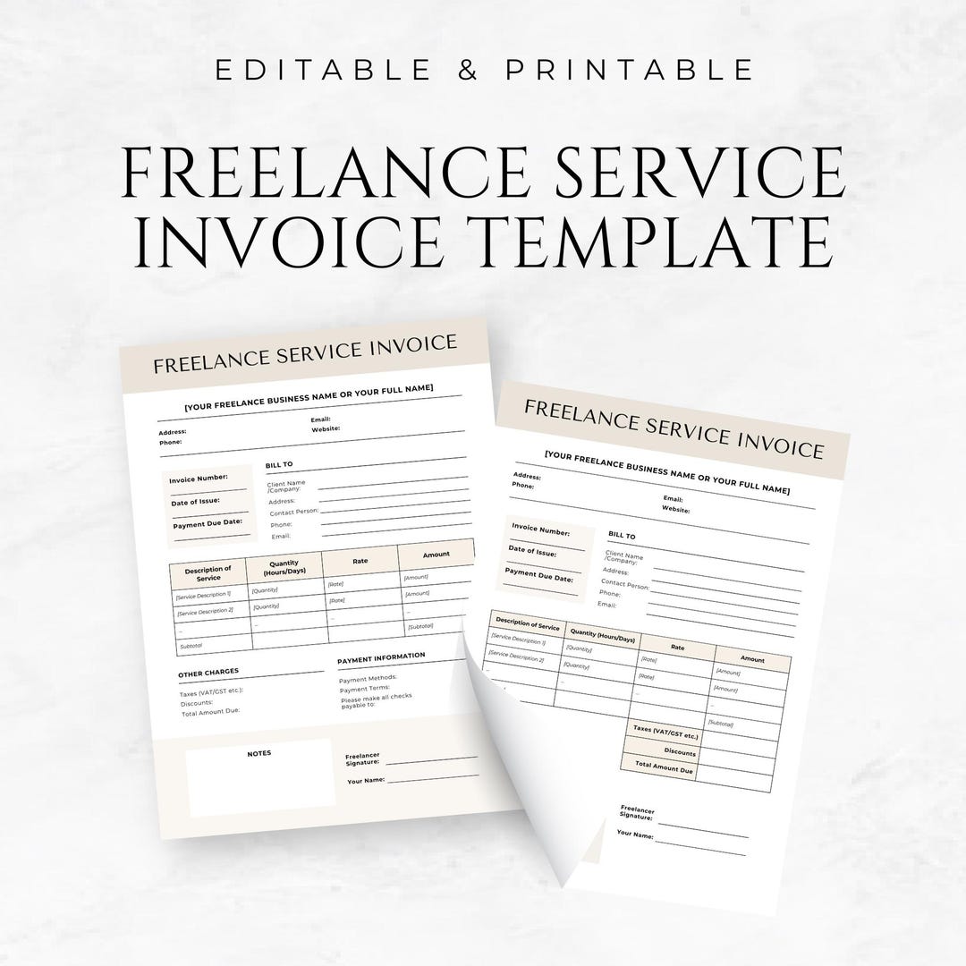 Freelance Service Invoices Template Printable Service Invoice Template ...