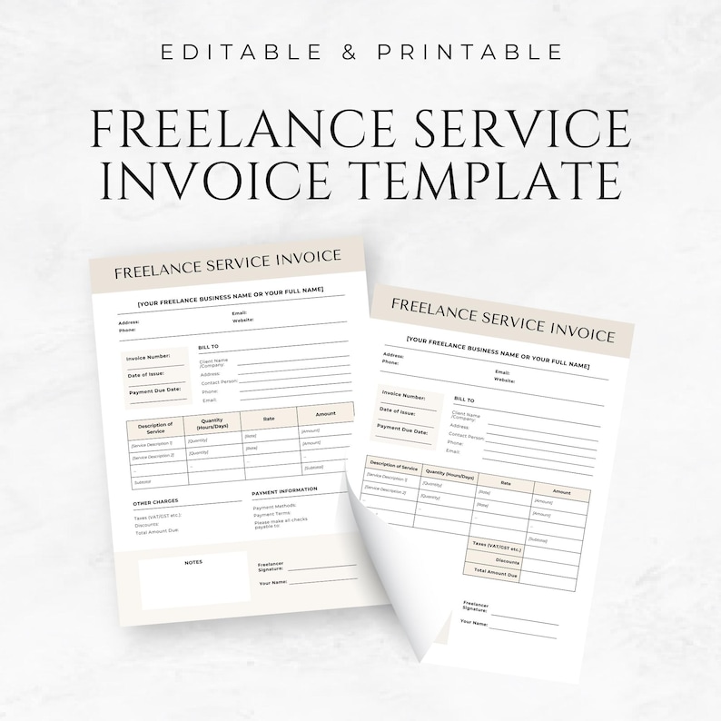 Freelance Service Invoices Template Printable Service Invoice Template ...