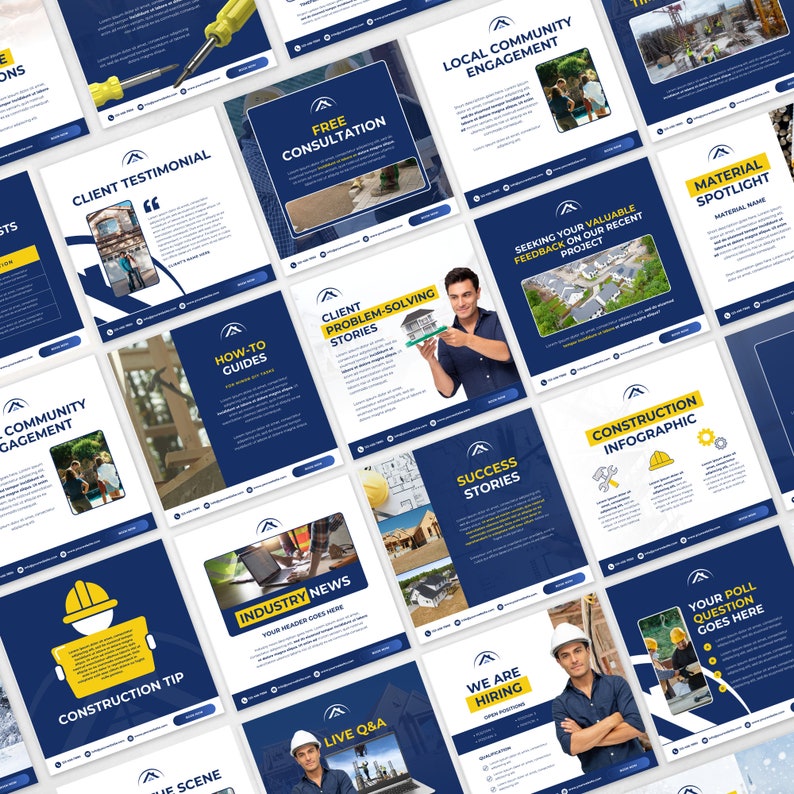 Construction Instagram Posts Templates Construction Social Media ...