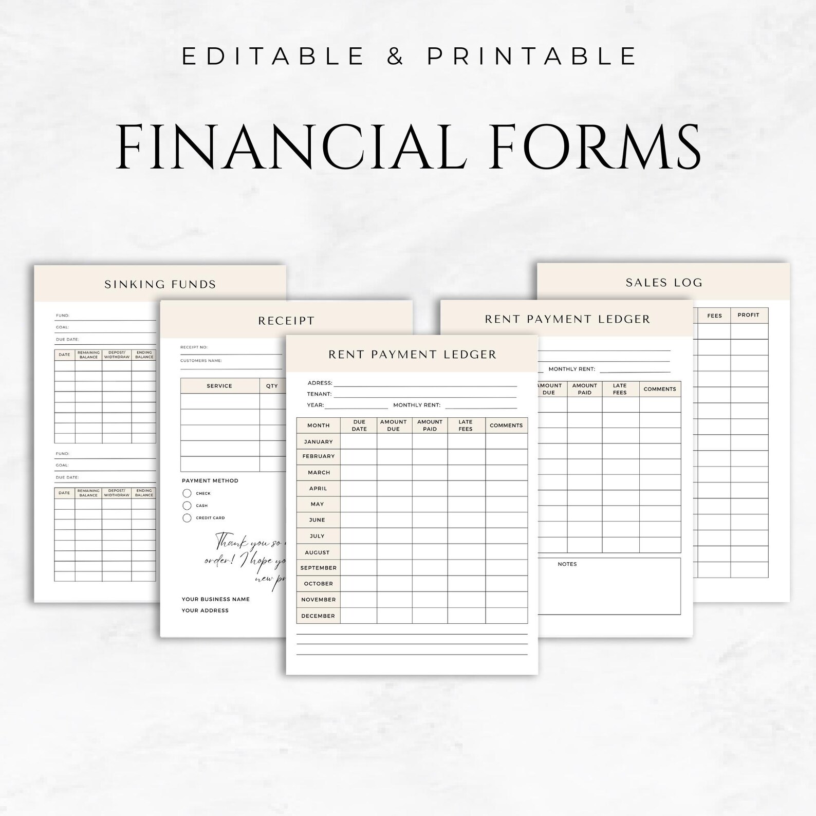 Business Forms Bundle Templates Printable Order Forms Password Tracker ...