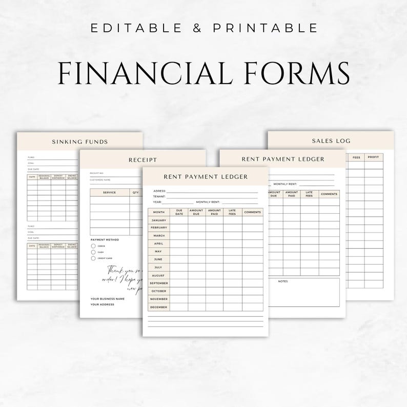 Business Forms Bundle Templates Printable Order Forms Password Tracker ...