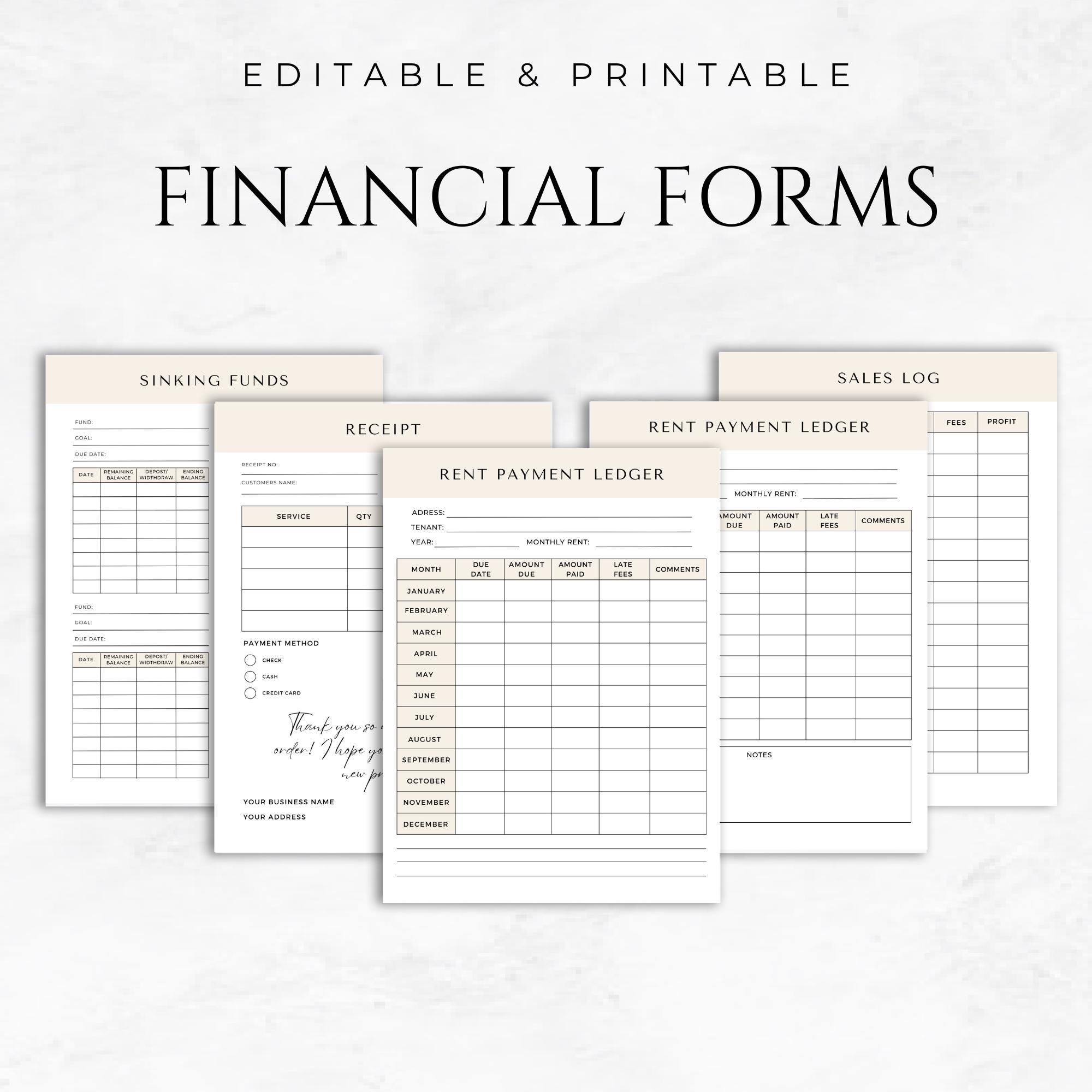Business Forms Bundle Templates Printable Order Forms Password Tracker ...