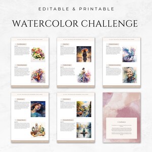 30-day Watercolor Challenge Templates Printable Watercolor Painting ...