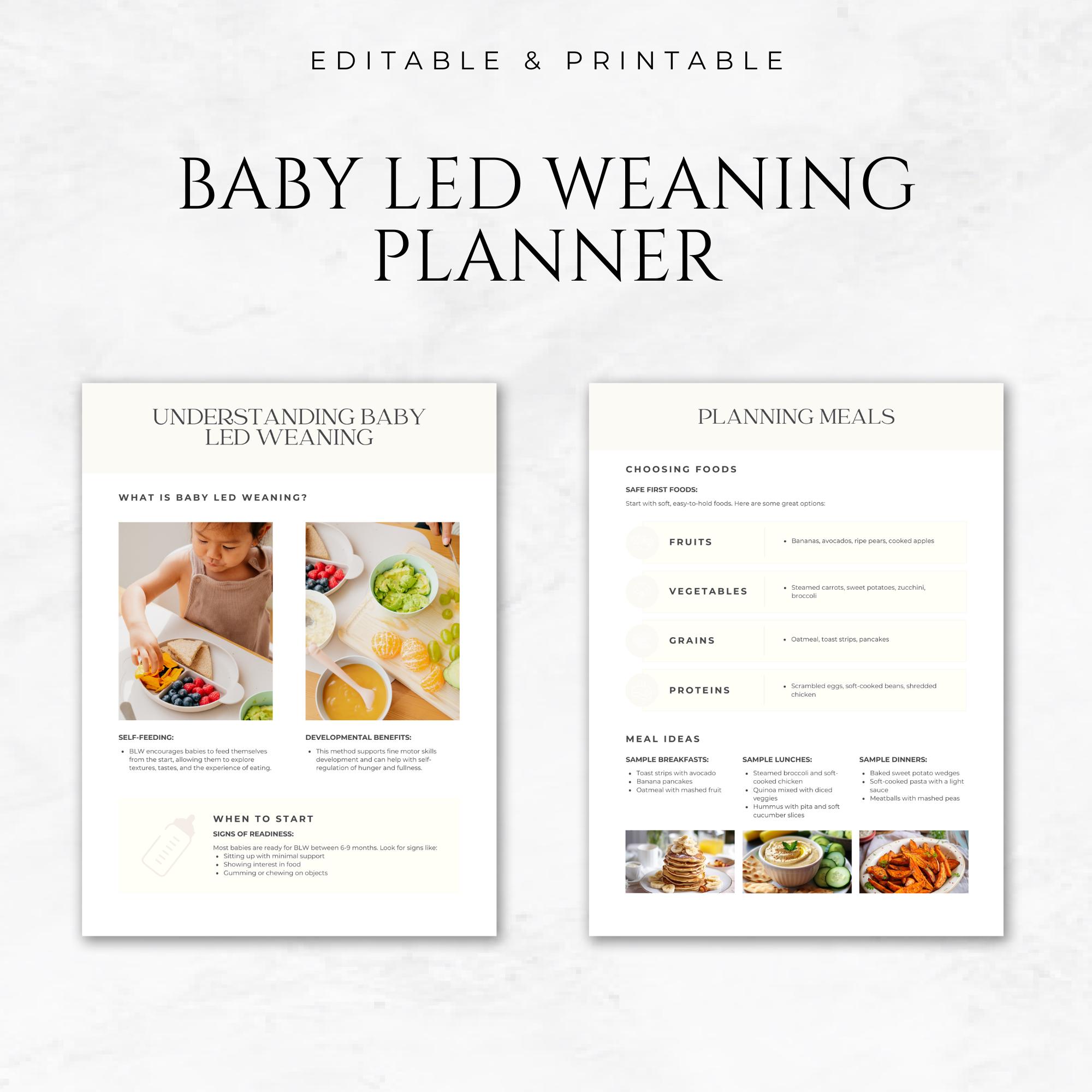 Baby Led Weaning Planner Template Printable Baby Food Meal Planner ...