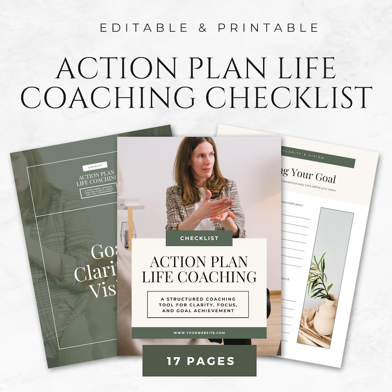 Action Plan Life Coaching Checklists Template Mindset Coaching Planner ...
