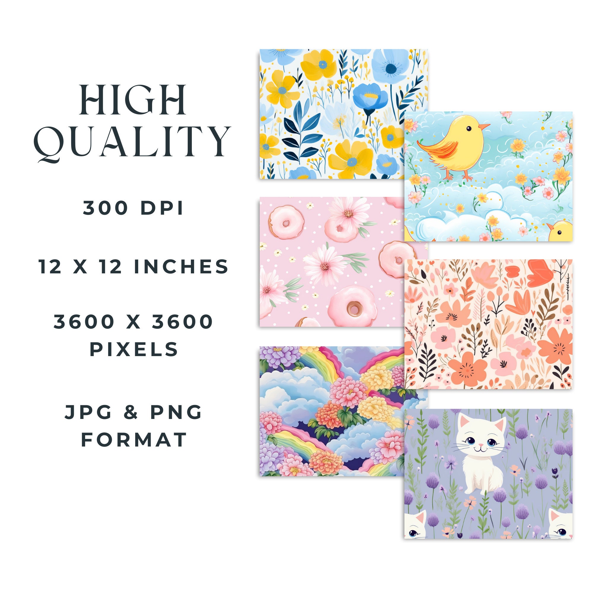 Seamless Florals for Kids Floral Patterns Children's Digital Patterns ...