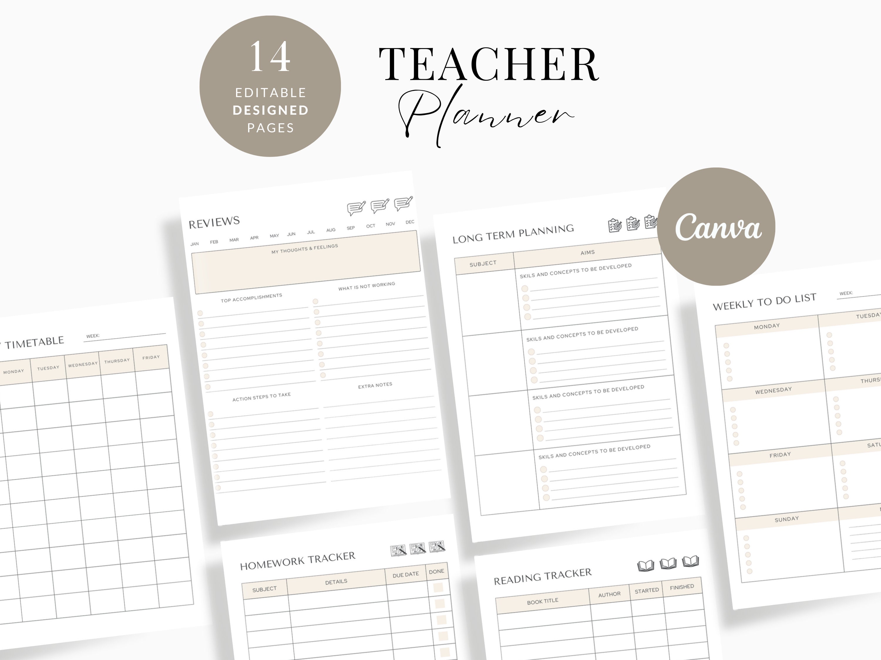 Digital Teacher Planner Lesson Plan Template Academic Goals Planner ...
