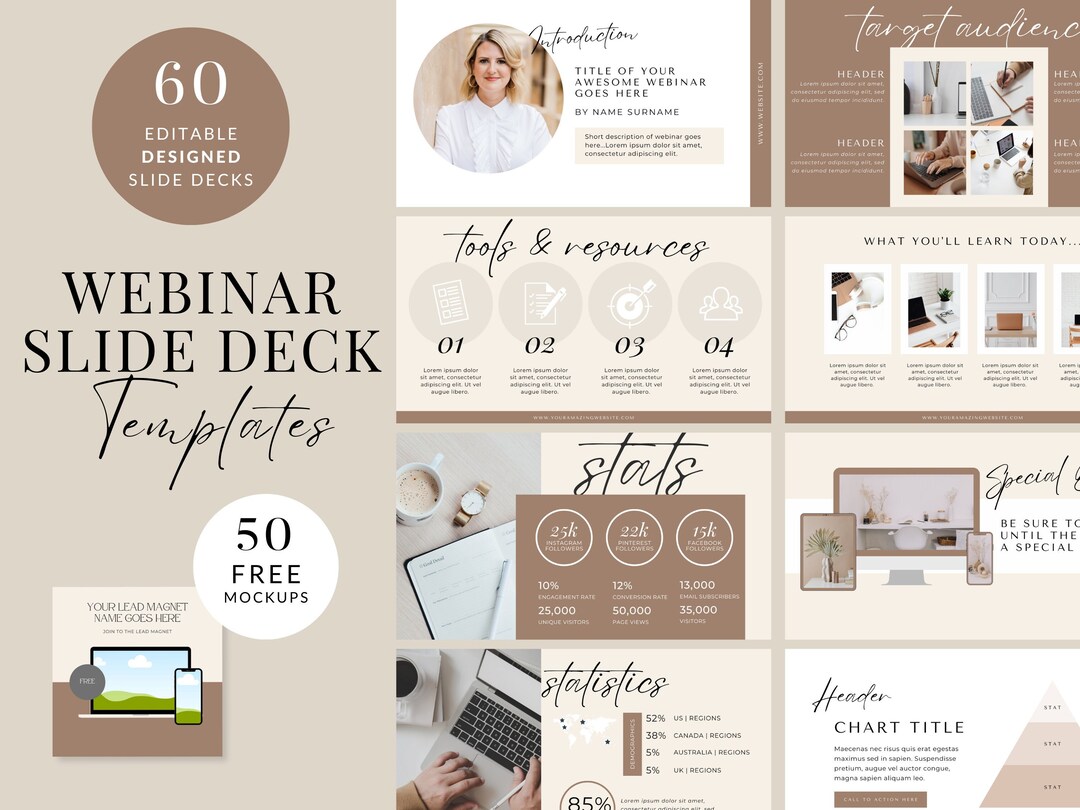 Webinar Slide Deck Template Canva Online Course Slide Deck Webinar Presentation Online Workshop ...