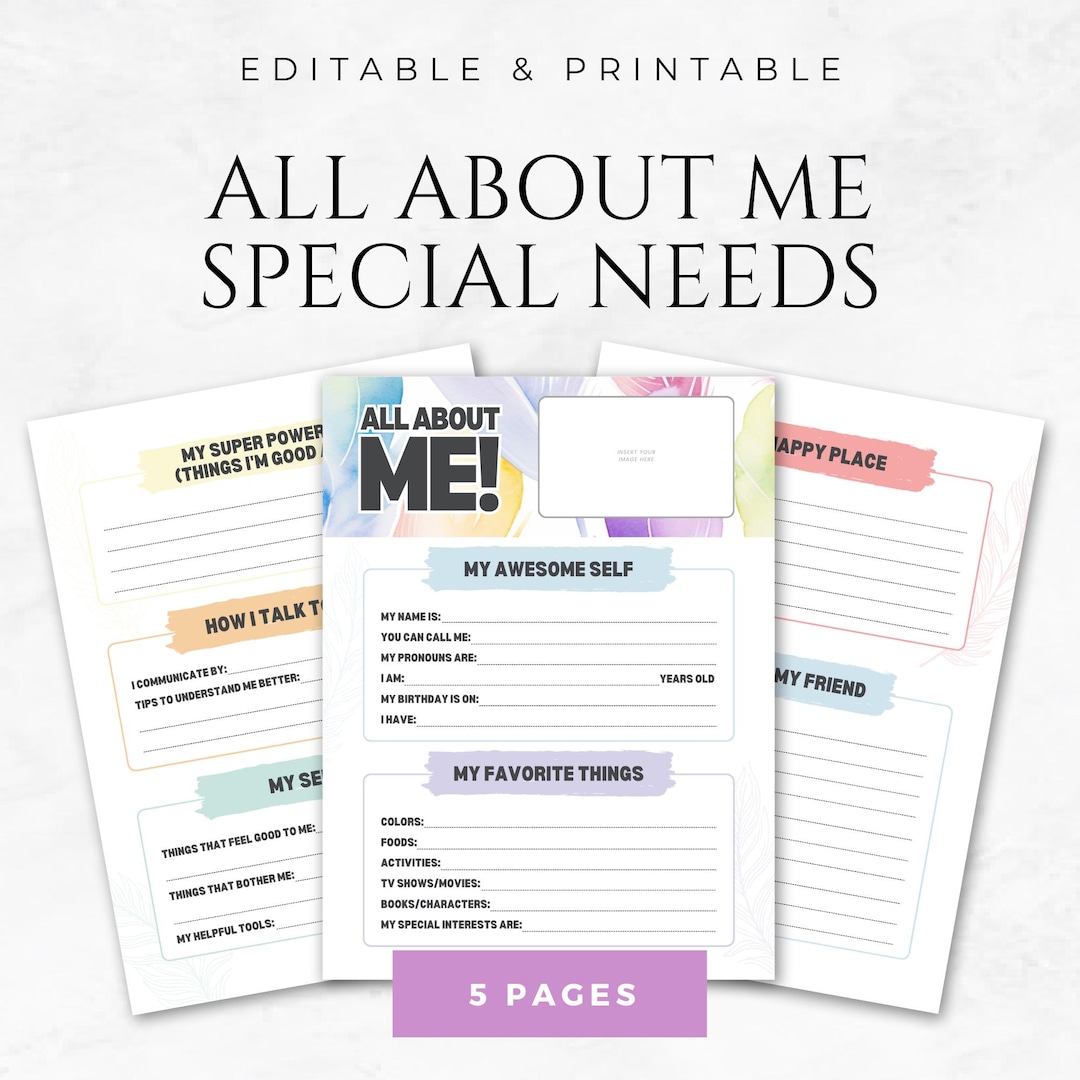 All About Me Special Needs Template Printable Special Needs Profile ...