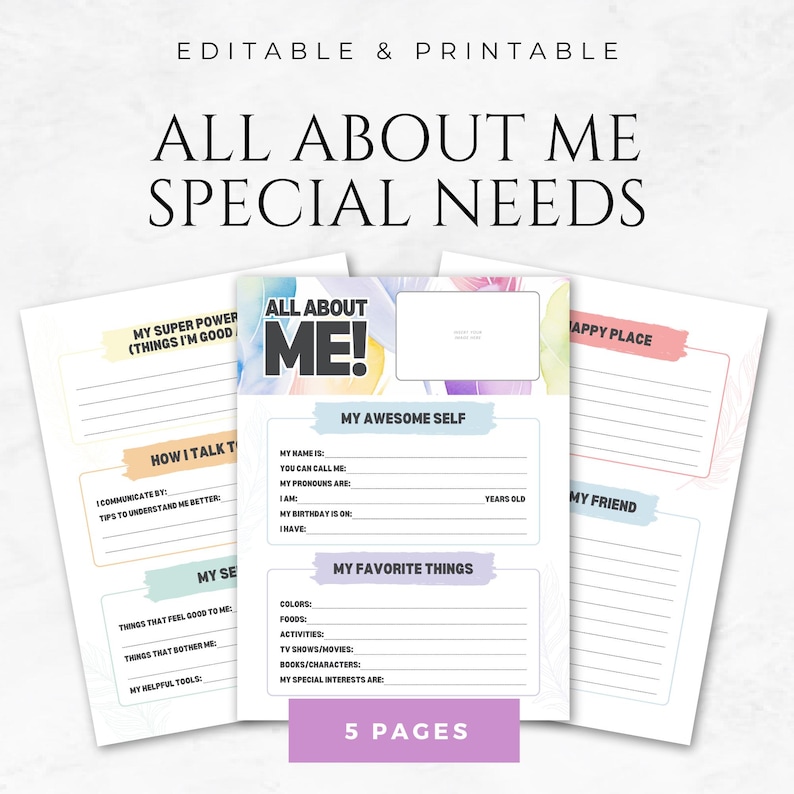 All About Me Special Needs Template Printable Special Needs Profile ...