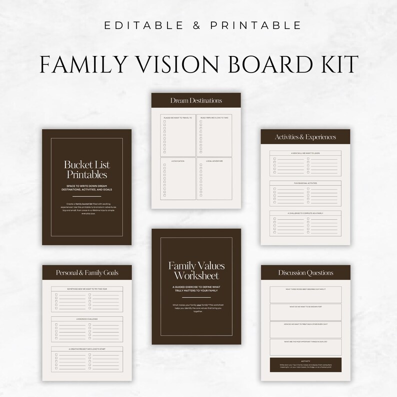 Family Vision Board Kit Template Printable Dream Manifestation Board ...