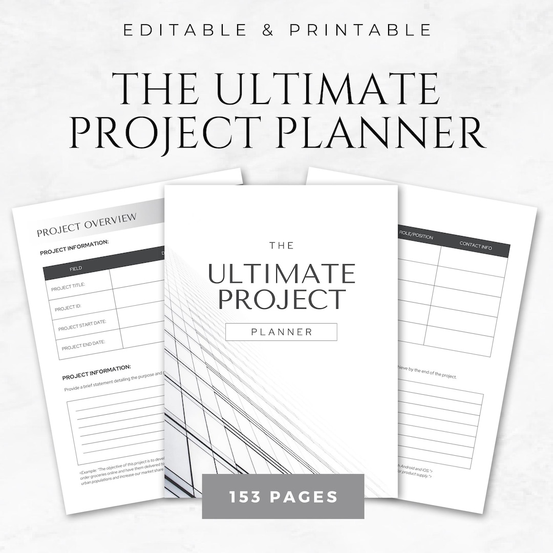 Project Planner Template Printable Project Management Template Project ...