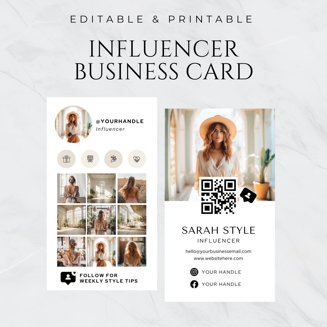 Influencer Business Card With Barcode Editable Influencer Business Card ...