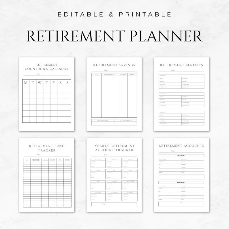 Retirement Planner Template Printable Financial Planner Budget Planner ...