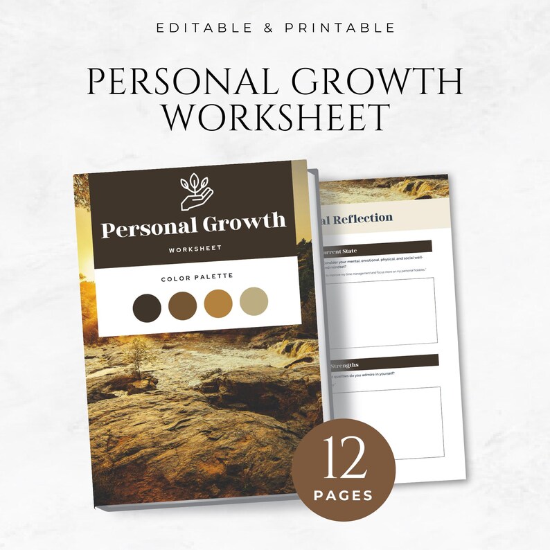 Personal Growth Worksheet Template Printable Self-development Worksheet ...