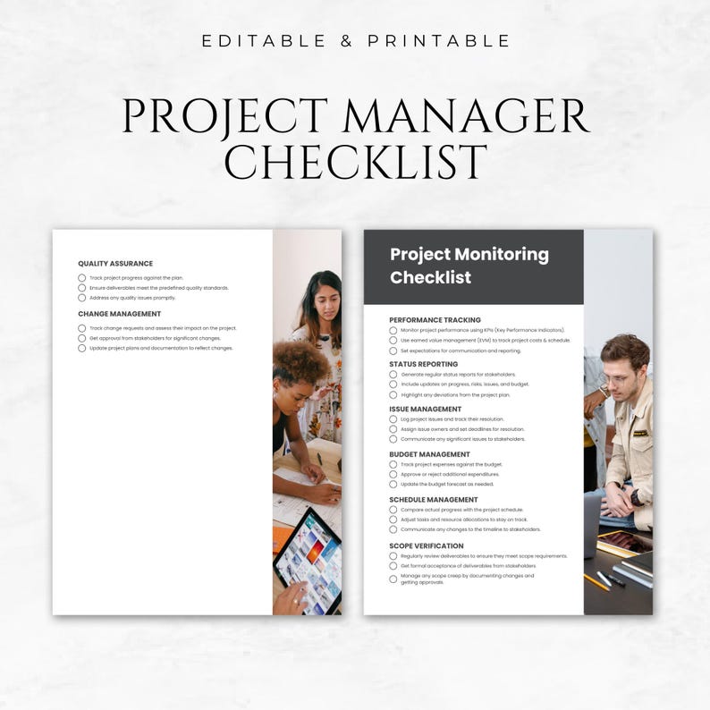 Project Manager Checklist Template Printable Project Management Canva ...
