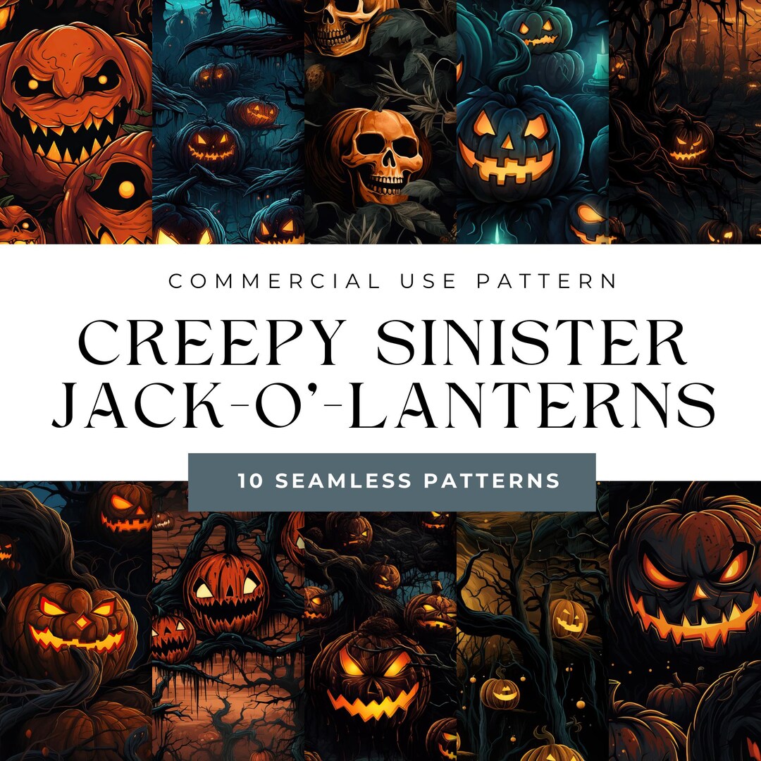 Seamless Creepy Jack O' Lantern Patterns Sinister Pumpkin Pattern Scary ...