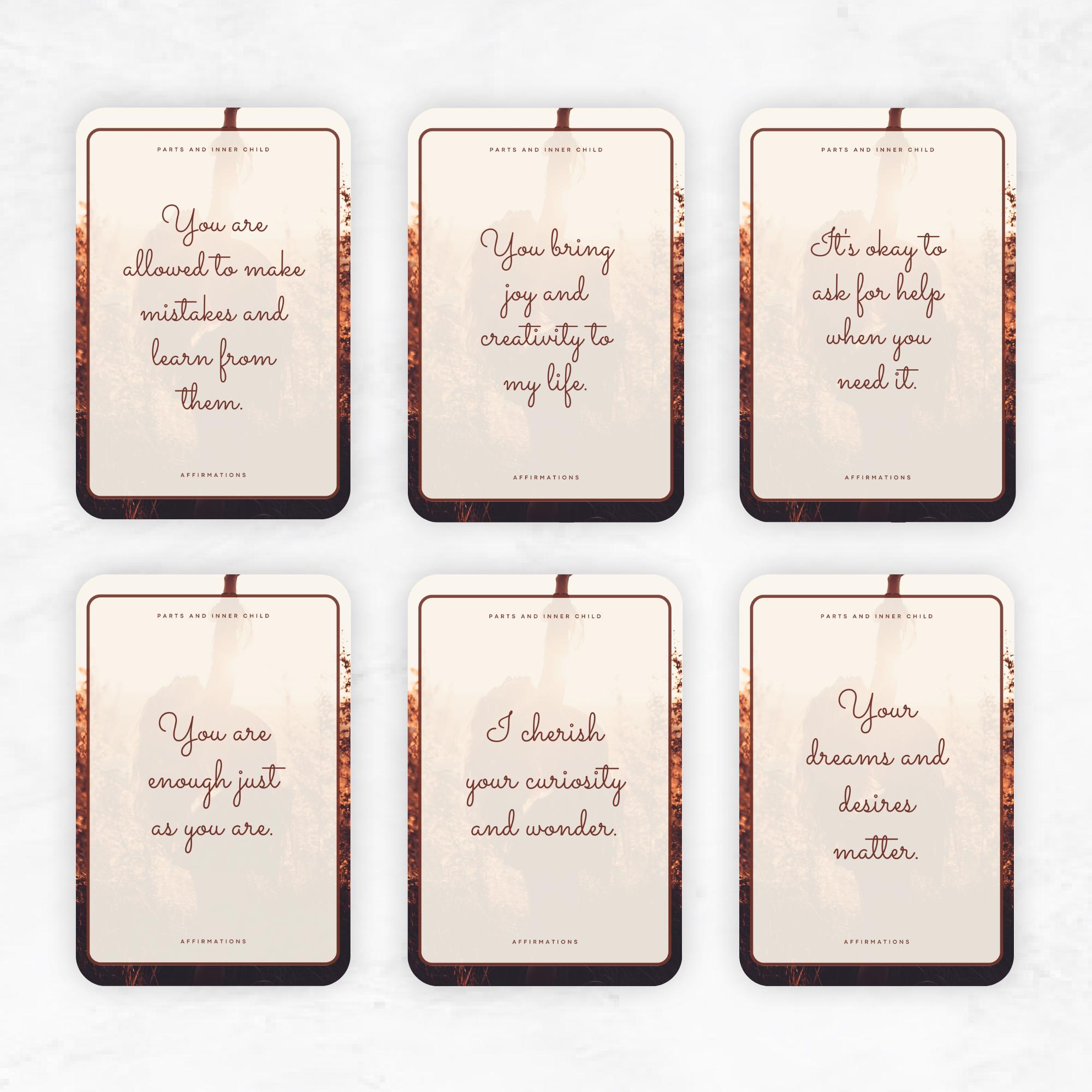 Parts and Inner Child Affirmation Cards Templates Self Love ...