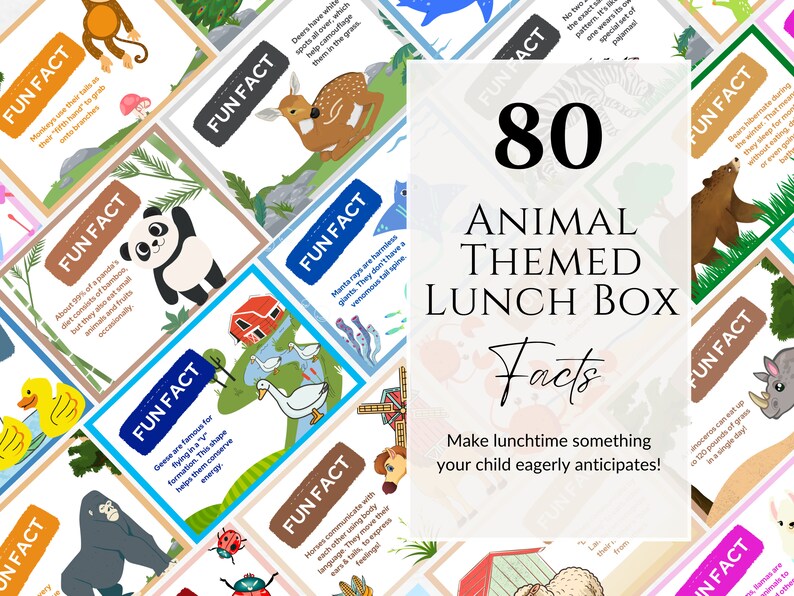Printable Animal Themed Lunch Box Facts for Kids Fun Facts Trivia Lunch ...