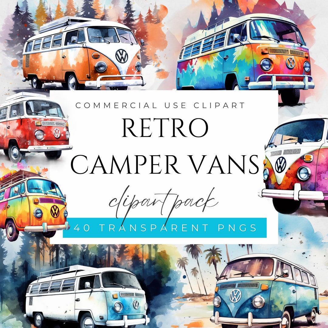 Retro Van Clipart PNG, Vintage Van Clipart, Surfing Van Clipart PNG ...