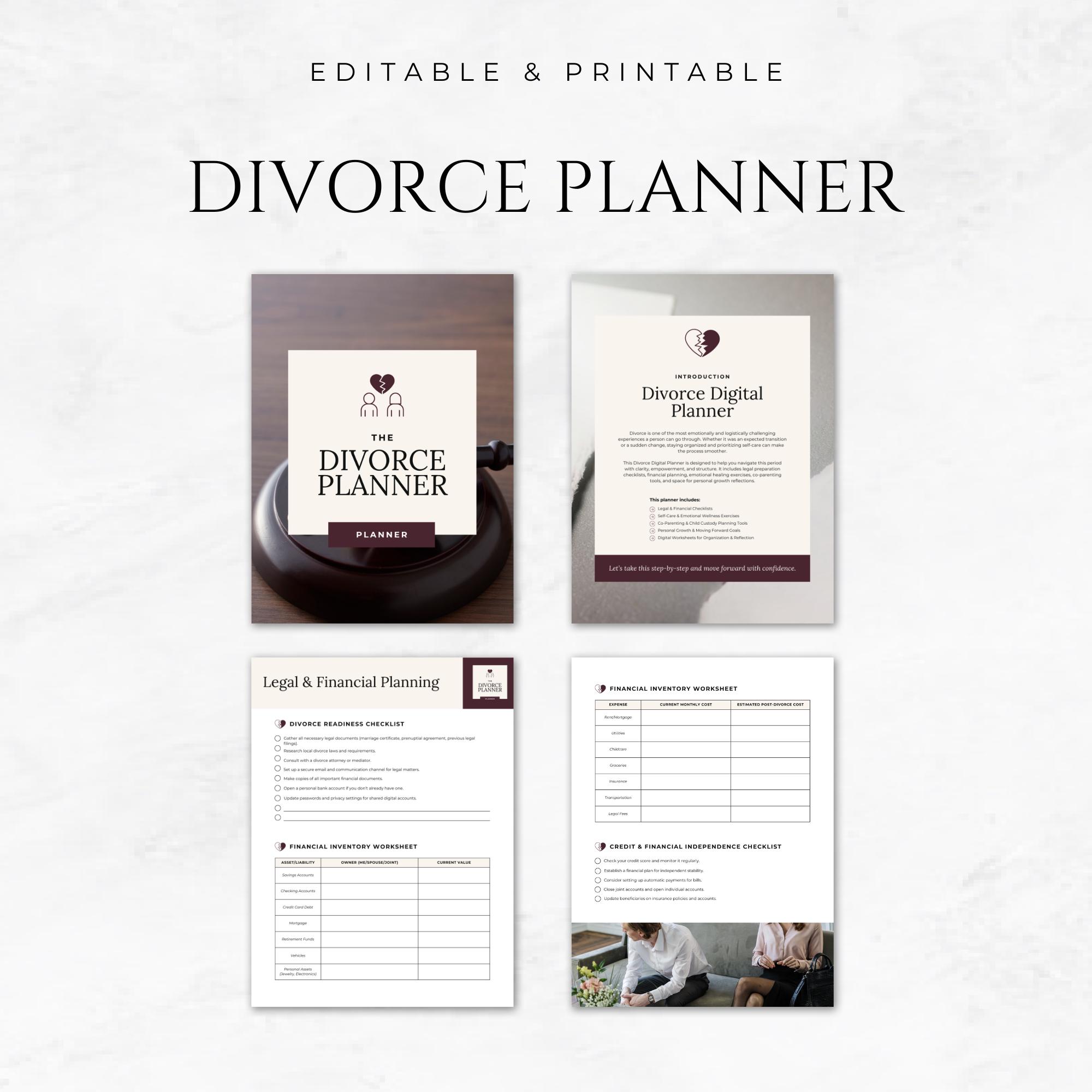 Divorce Planner Templates Printable Divorce Journal Divorce Organizer ...