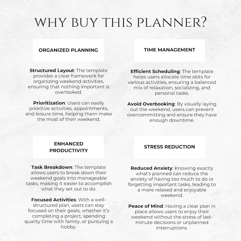 Weekend Planner Template Printable Weekend Itinerary Template Weekend ...