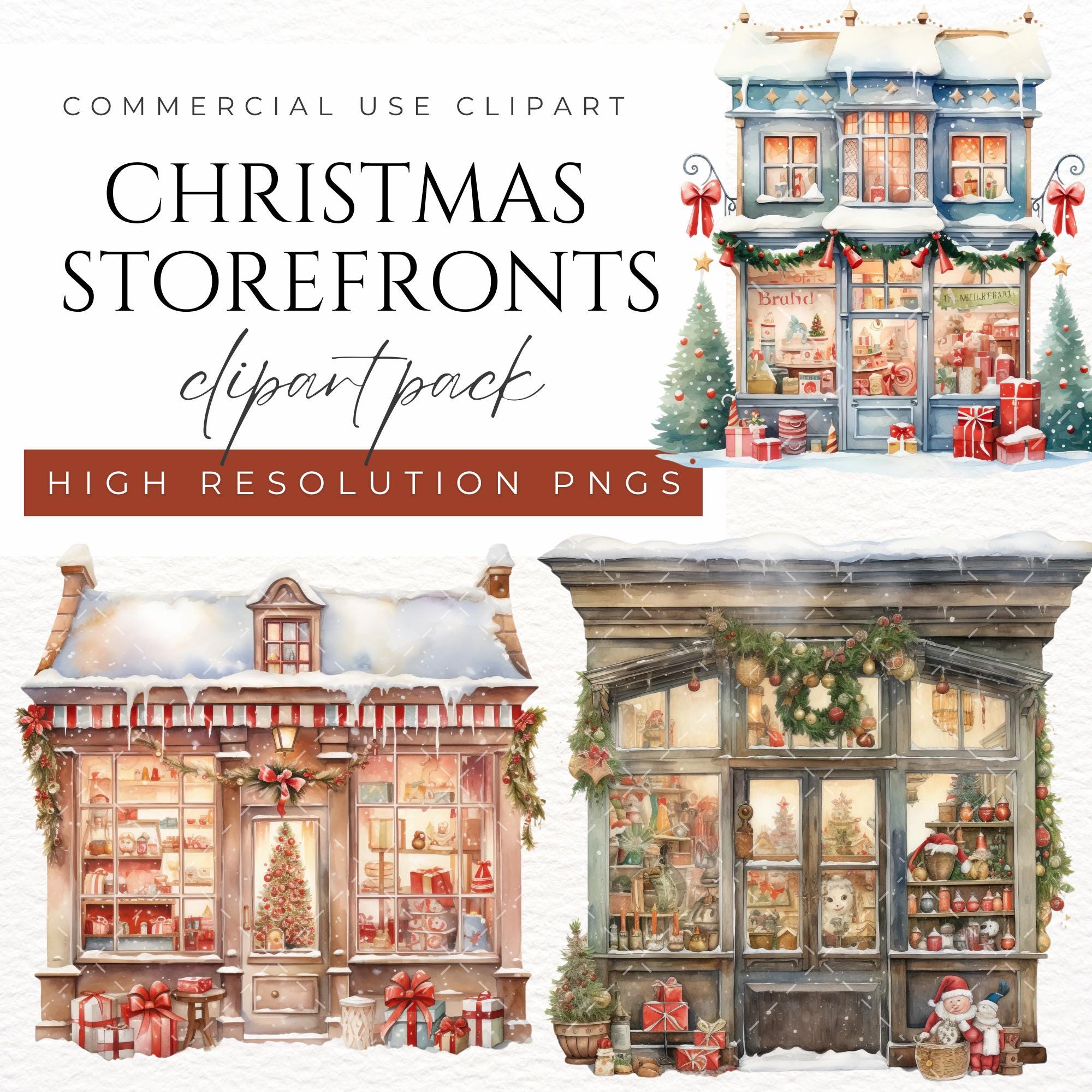 Christmas Storefronts Clipart Holiday Shop Clipart Festive Storefronts ...
